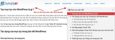 Fixed TOC tạo mục lục cho WordPress | Fixed Table Of Contents